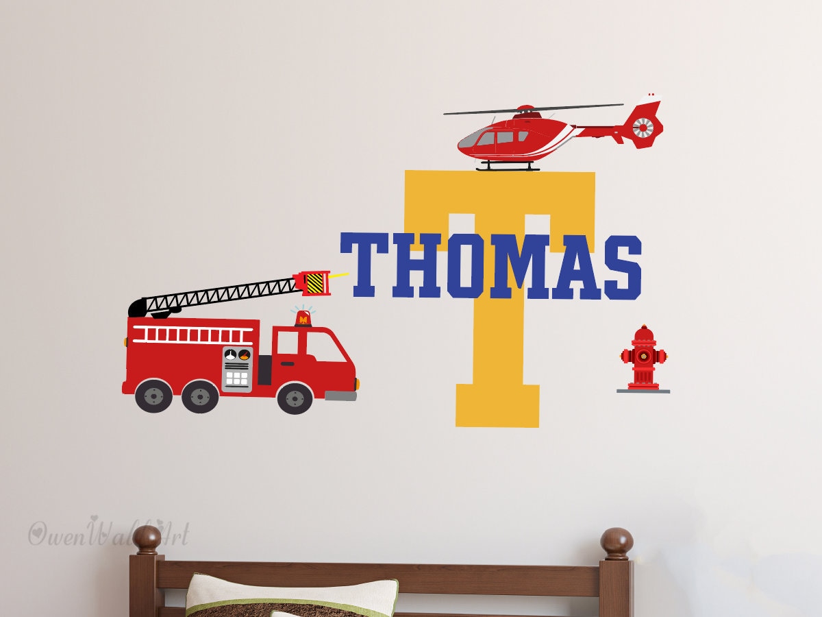 Custom Name Firetruck Decal Firetruck Wall Decals Boys | Etsy