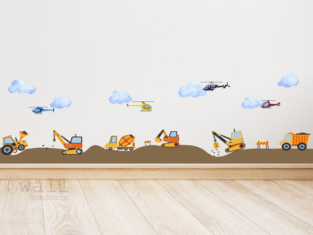 Construction Transportation Wall Decals ,car Truck Plane Boys Wall ...