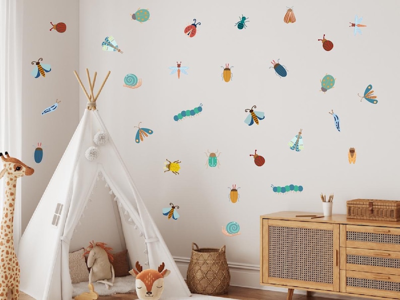 Bug Wall Stickers: Whimsical Insect Decals, Kids Nursery Decor - Etsy