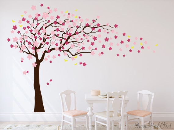 Blowing Tree Wall Decal Cherry Blossom Tree Wall Decal Tree | Etsy