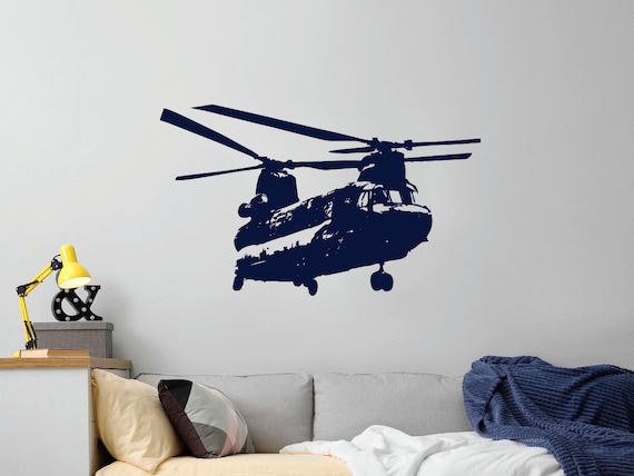 Helicopter Wall Decal Apachi Warplane Decal Man's - Etsy