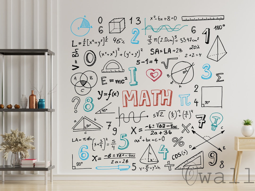 New Style Graffiti Doodle I Love Math Wall Sticker, Science Wall Art ...