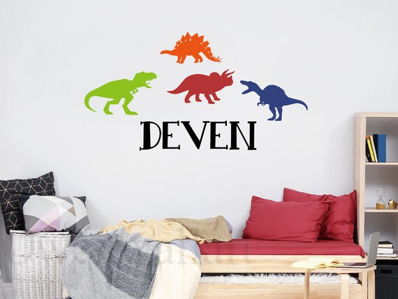 Dinosaur With Name Decal Personalized Name Wall Sticker - Etsy