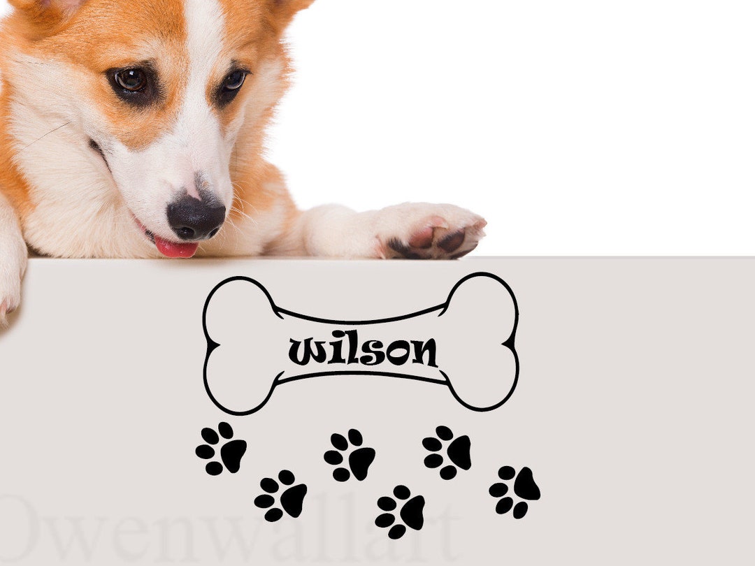 Custom Dogbone Wall Decal, Personalized Dog Name Sign Vinyl Wall ...