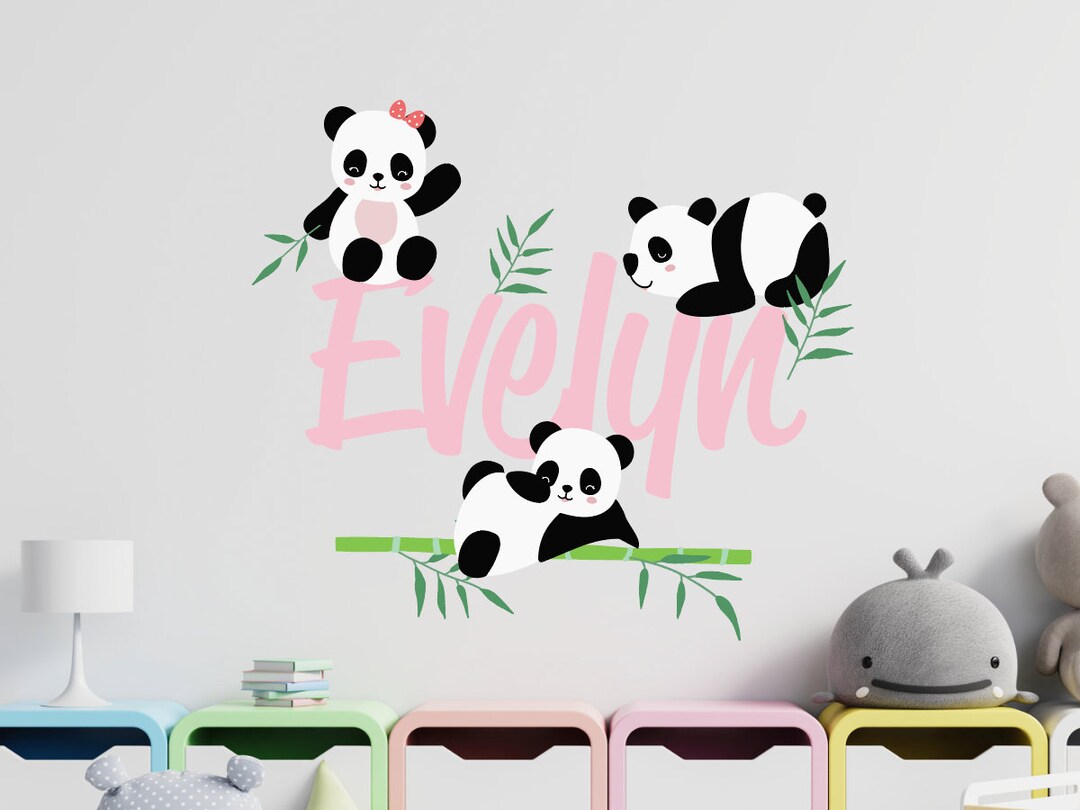 Personalized Panda Name Vinyl Wall Decal - Nursery Decor - Etsy