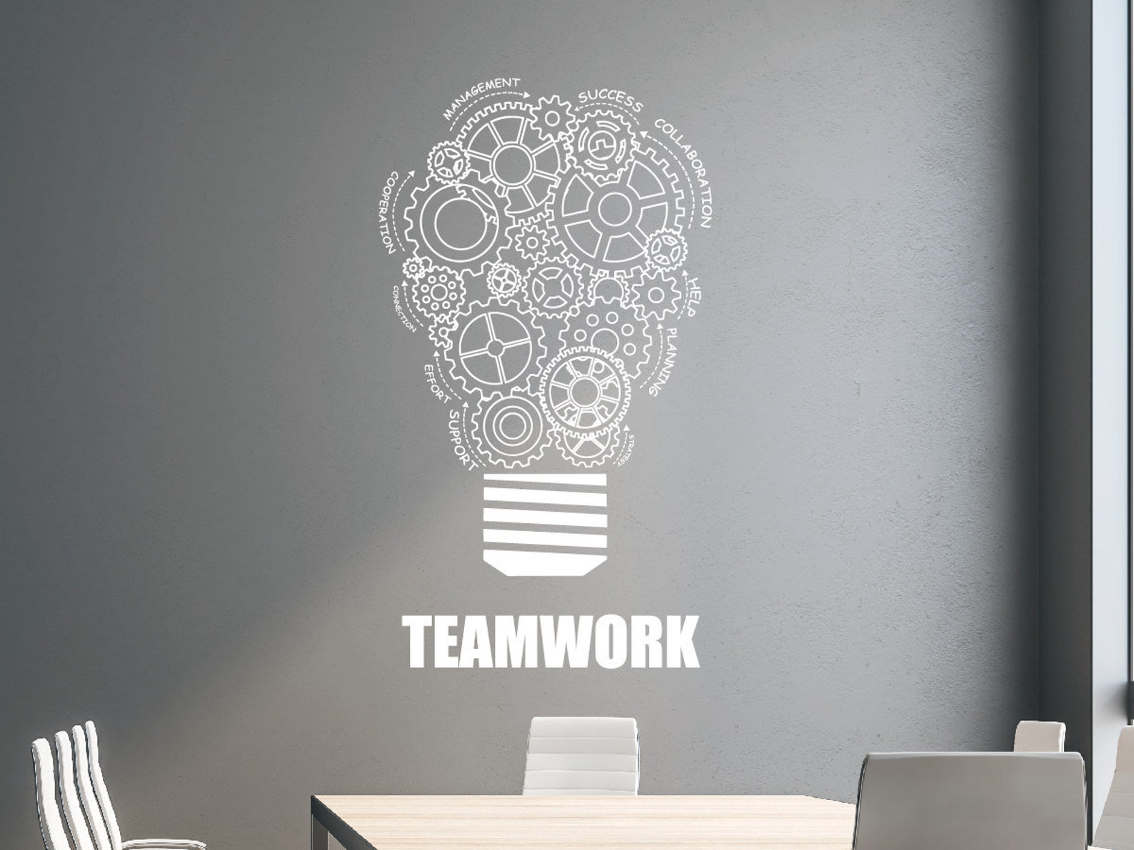 Gear Team Work Wall Decal Bulb Office Wall Vinyl - Etsy