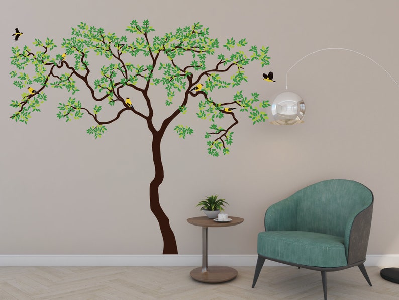 Blowing Tree Wall Decal Leafy Tree Wall Art Tree Wall Decor - Etsy