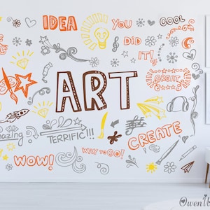 Graffiti Doodle Art Wall Sticker, Art Classroom Wall Decor for School ...