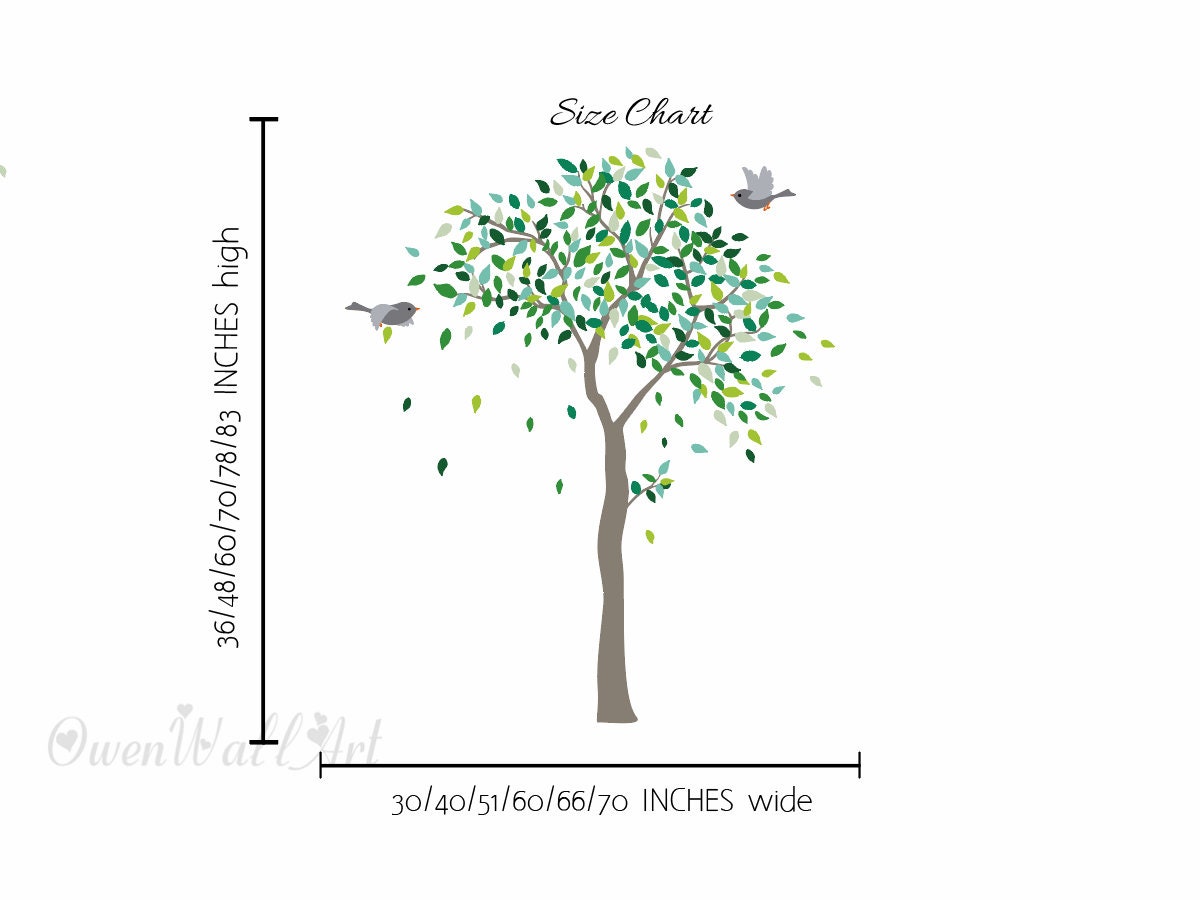 Blowing Tree Wall Decal Tree Stickertree Wall Art Tree - Etsy