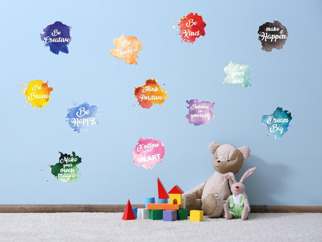 Watercolor Growth Mindset Wall Decals: Inspirational Playroom Decor - Etsy