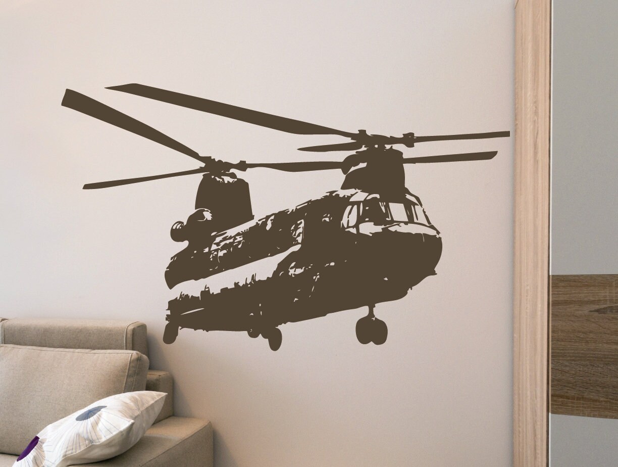 Helicopter Wall Decal: Apachi Warplane Vinyl Decor - Etsy UK