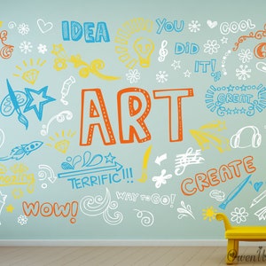 Graffiti Doodle Art Wall Sticker, Art Classroom Wall Decor for School ...