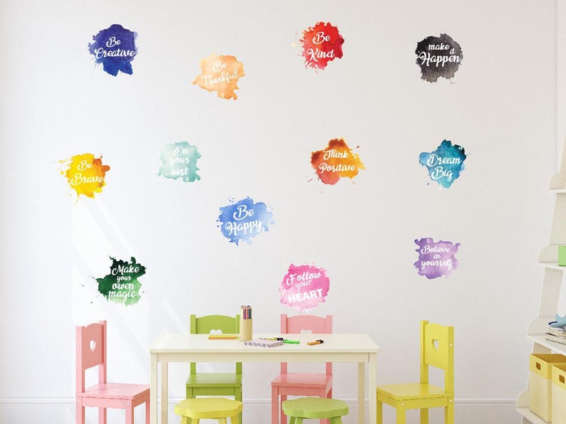 Watercolor Growth Mindset Wall Decals: Inspirational Playroom Decor - Etsy