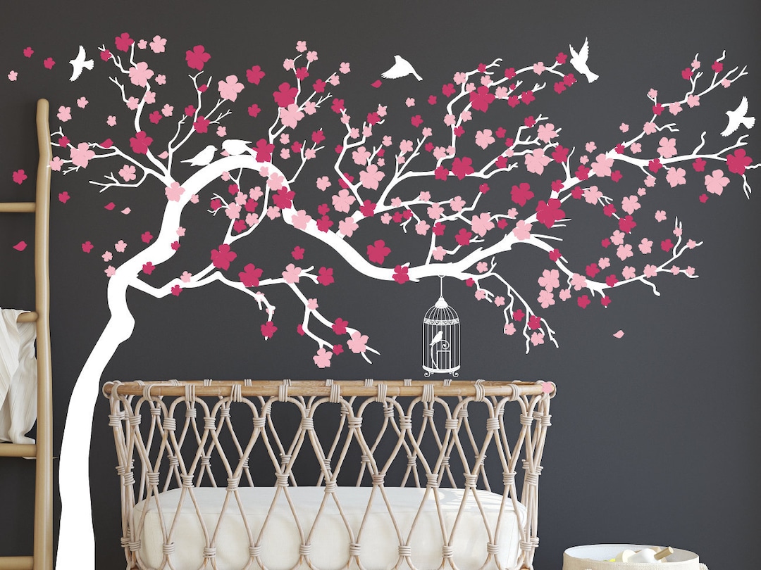 Cherry Blossom Tree Wall Decal, Tree Wall Art, Tree Wall Decor, Nursery ...