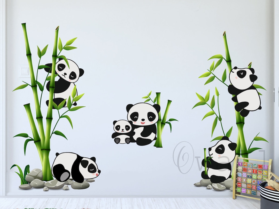 Panda Bamboo Wall Sticker - Panda Bamboo Vinyl- Nursery Decal for Baby ...