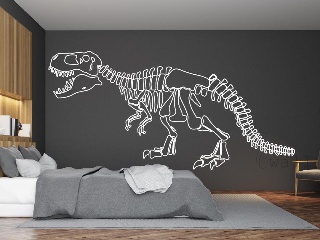 T-rex Skeleton Wall Decal: Removable Dinosaur Vinyl Sticker - Etsy