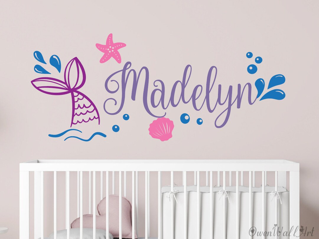 Mermaid Tail Custom Name Wall Decal: Girls Nursery Decor - Etsy