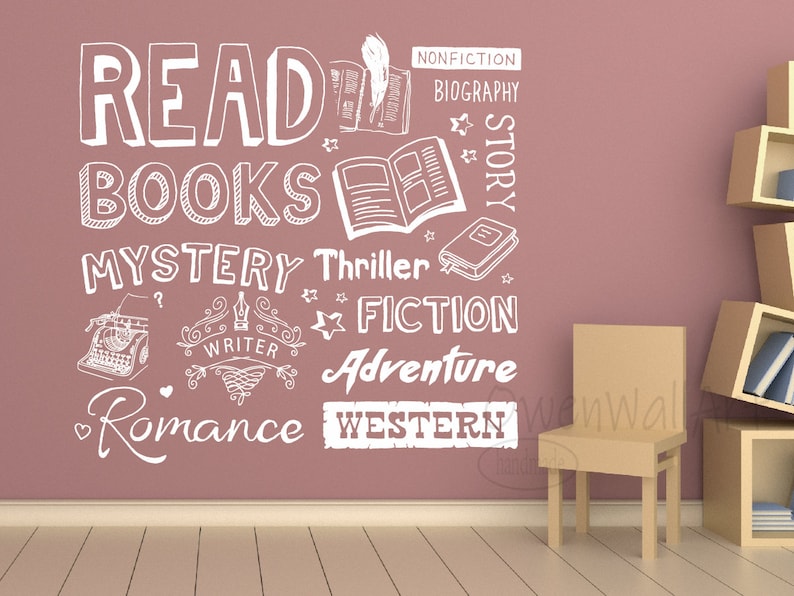 Literary Doodle Wall Decal: Reading Theme, School Decor - Etsy