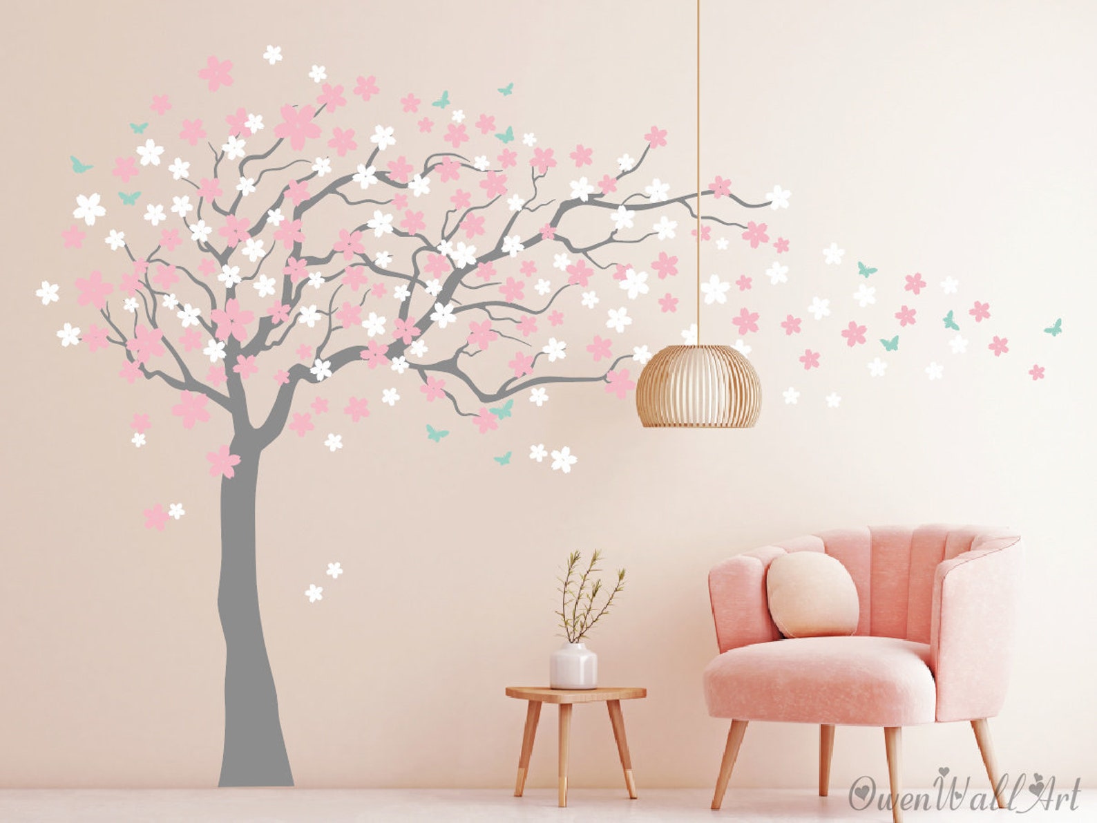 Blowing Tree Wall Decal Cherry Blossom Tree Wall Decal Tree | Etsy