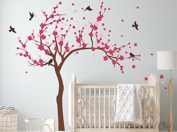 Cherry Blossom Tree Wall Sticker Blowing Tree Wall Decal - Etsy
