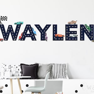 Custom Race Car Name Vinyl Wall Decal: Boys Nursery Decor - Etsy UK