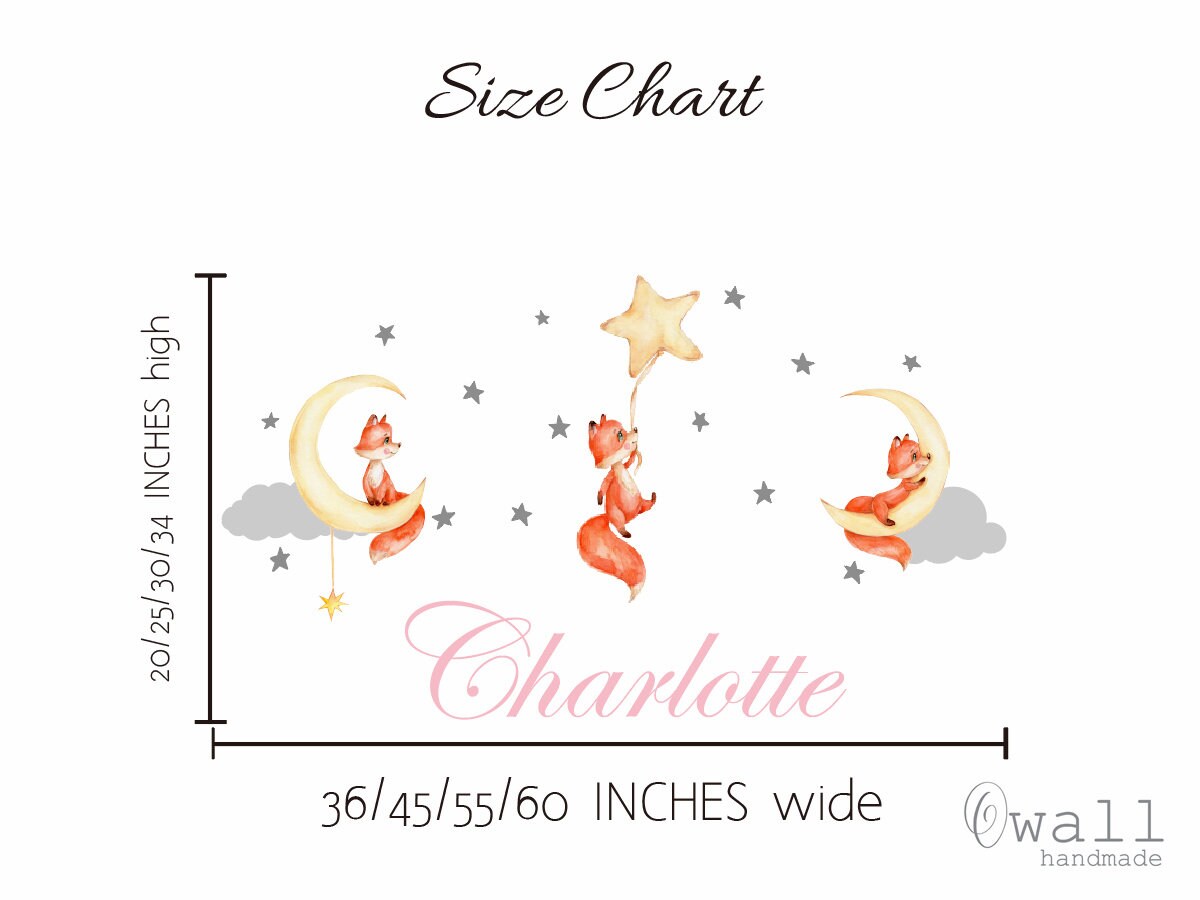 Adorable Foxes Hugging Star and Moon Personalized Nursery Wall - Etsy