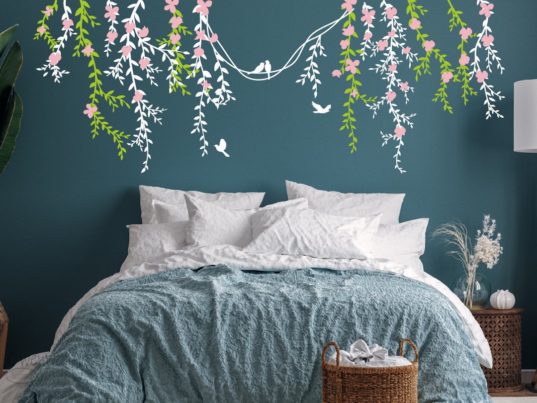 Vines With Flower Bedroom Wall Decal Tree Vines Vinyl Decal - Etsy