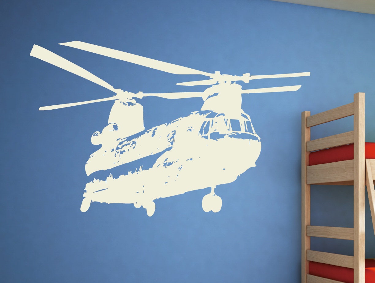 Helicopter Wall Decal: Apachi Warplane Vinyl Decor - Etsy UK