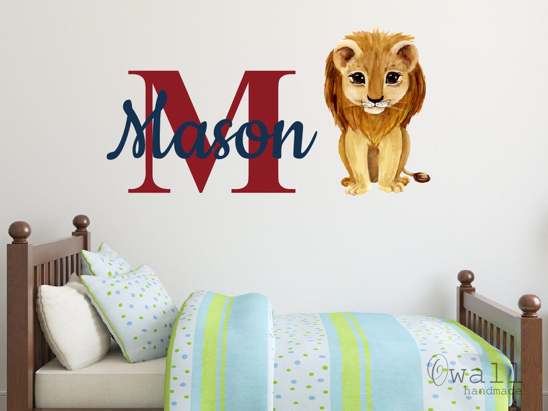 Personalized Name Lion Sticker - Custom Baby Name Sticker- Custom Name ...