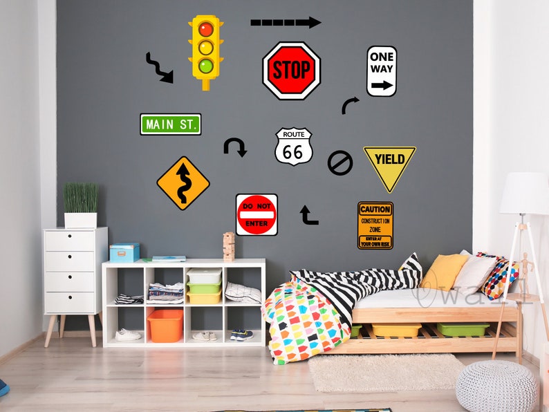 Road Sign Wall Decals: Traffic Signs, Boys Room Decor - Etsy