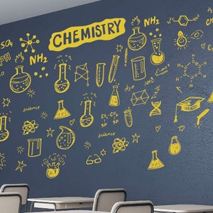 Graffiti Doodle Science Chemistry Wall Stickers Wall Art for School ...