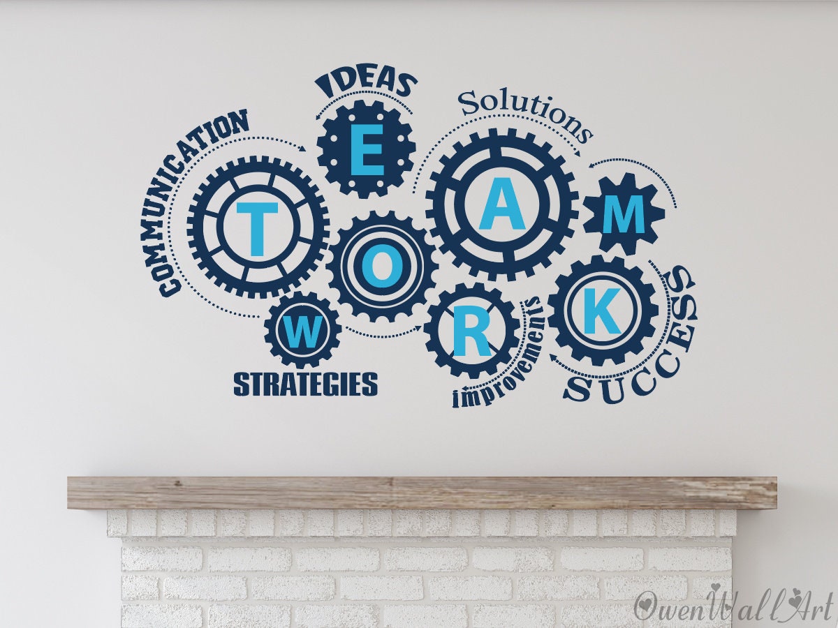Teamwork Gears Vinyl Wall Decal: Office Meeting Room Decor - Etsy