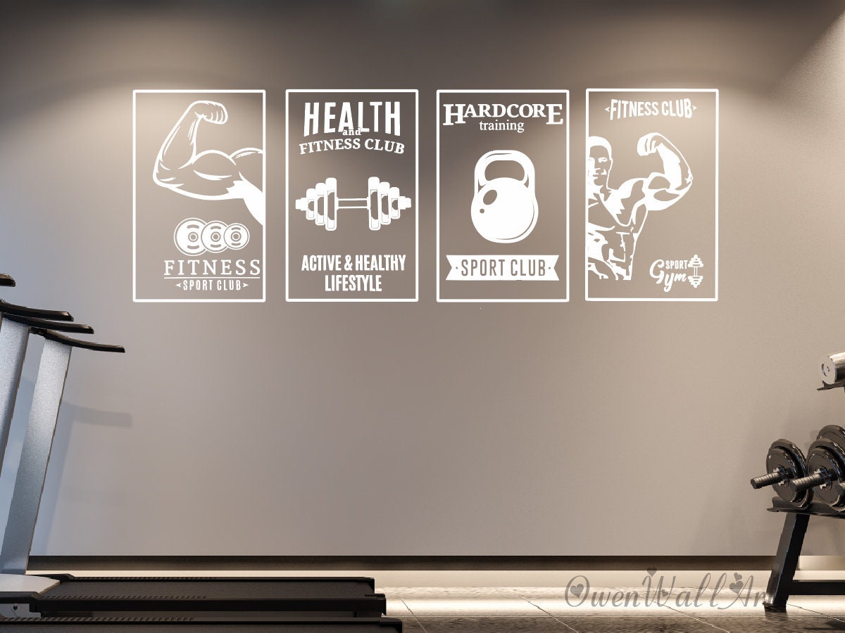 Installing Fitness Gym Wall Stickers Inspiration Quotes for - Etsy