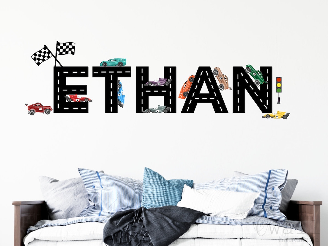 Custom Race Car Name Vinyl Wall Decal: Boys Nursery Decor - Etsy UK