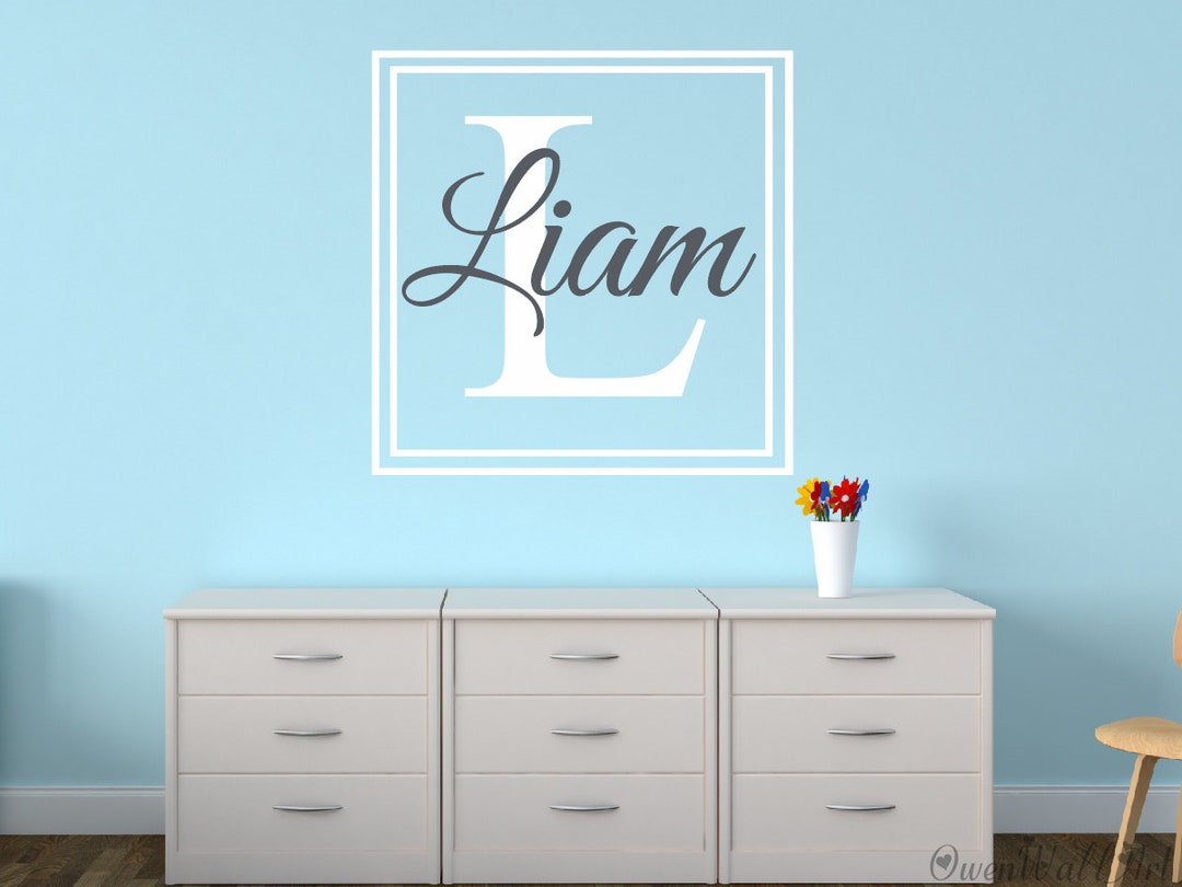 Personalized Name Decal, Monogram Custom Name Wall Sticker, Bedroom ...