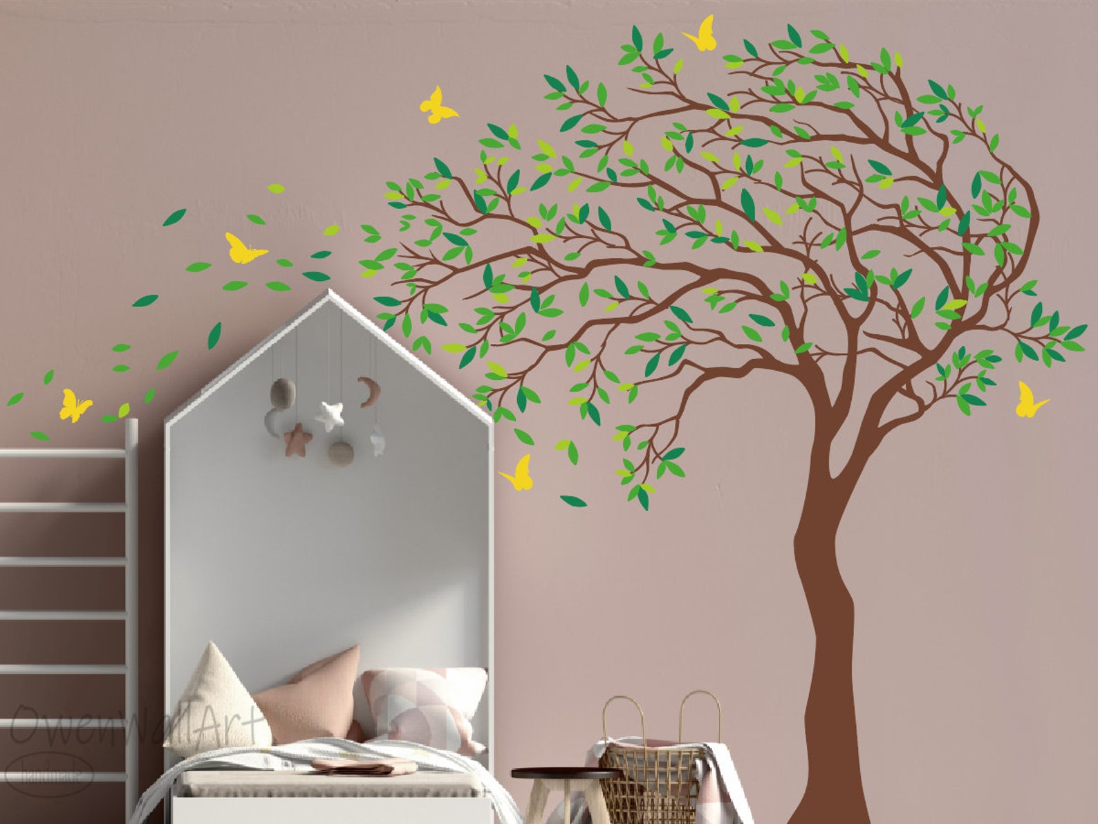 Blowing Tree Wall Decal Tree Wall Sticker tree Wall Art - Etsy