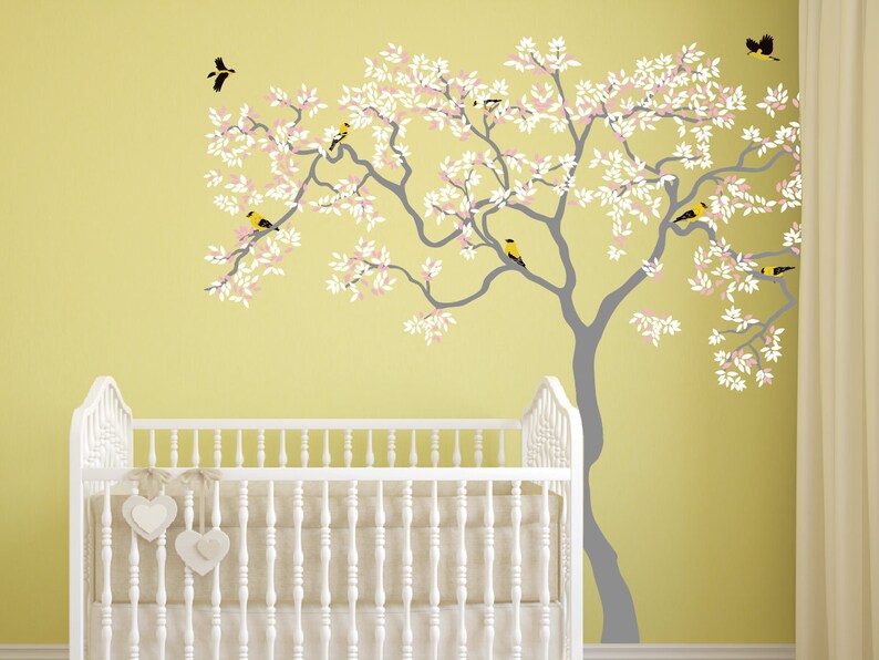 Blowing Tree Wall Decal Leafy Tree Wall Art Tree Wall Decor - Etsy