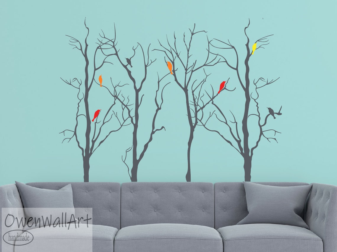 Large Tree Silhouette Wall Decal: Vinyl Forest Decor - Etsy