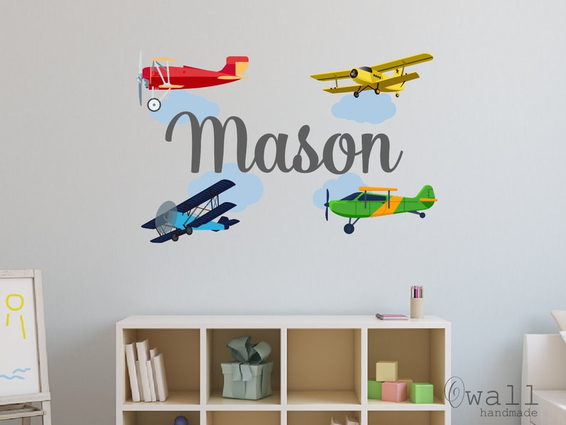 Personalized Name Airplanes Wall Decal-custom Airplane Name - Etsy