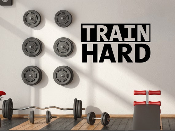 Train Hard Gym Wall Stickers Inspiration Quotes for Sports | Etsy