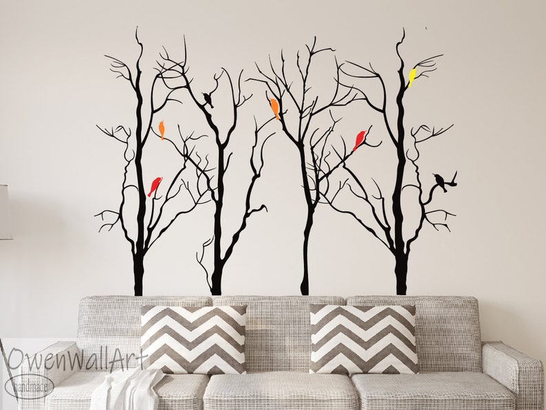 Tree Silhouette Wall Sticker Large Tree Wall Decor Home Tree - Etsy