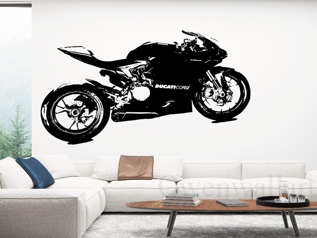 Motorcycle Racer Sticker, Motorbike Wall Decor, Helmets Vinyl Wall ...