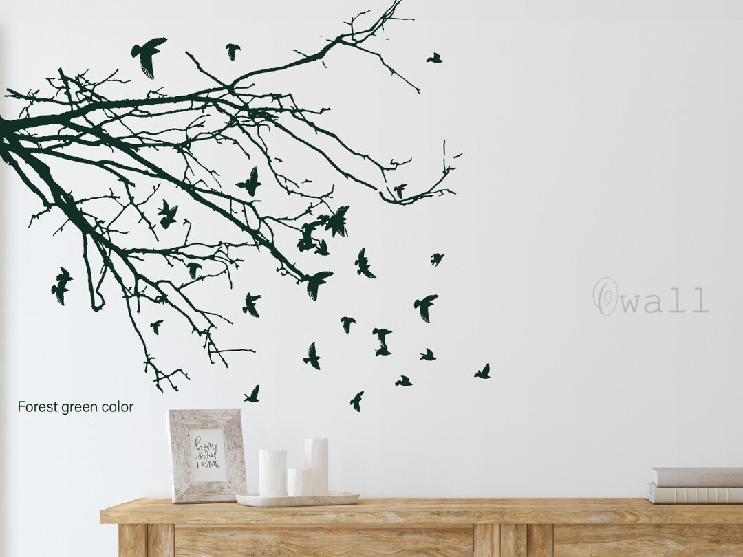 Tree Top Branches Vinyl Wall Decal: Nursery Wall Art With Birds - Etsy