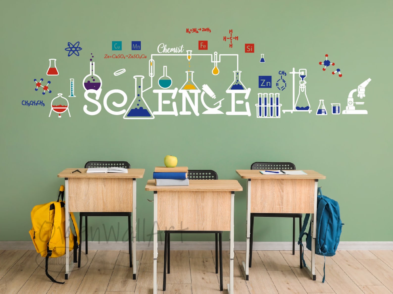 Science Vinyl Sticker Colorful Science Wall Art Educational - Etsy