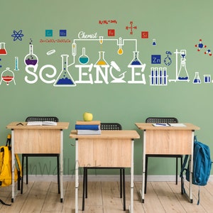 Science Vinyl Sticker Colorful Science Wall Art, Educational Wall ...