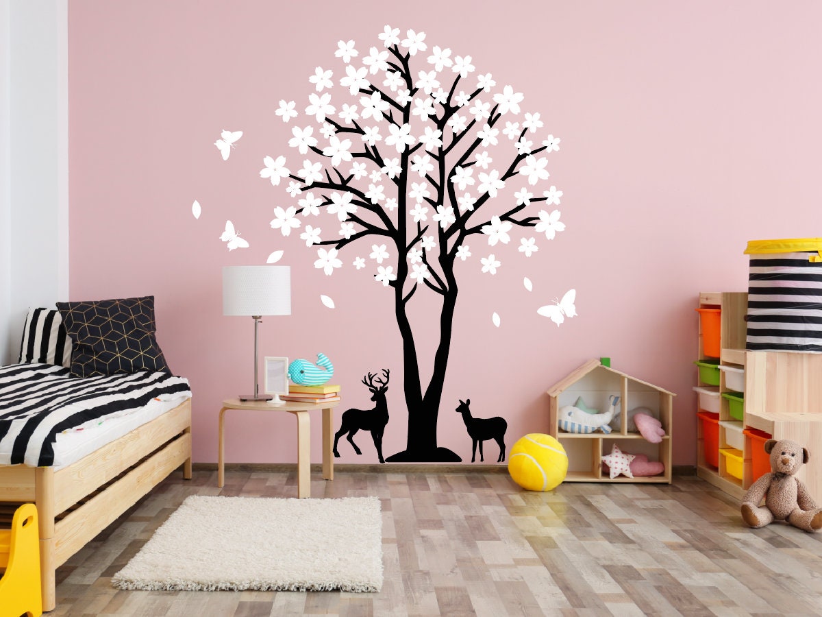 White Tree Wall Decal Cherry Blossom Tree Wall Decal Tree - Etsy