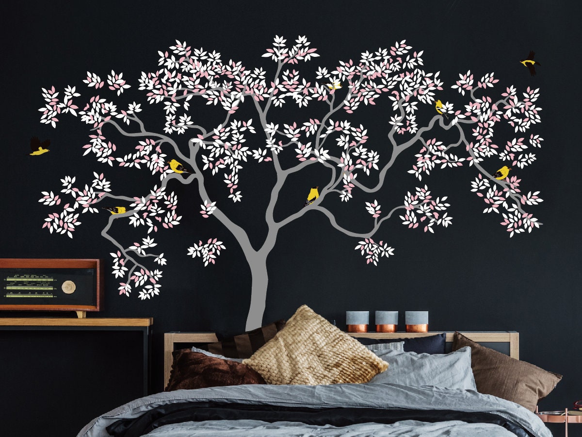 Blowing Tree Wall Decal Leafy Tree Wall Art Tree Wall Decor - Etsy UK