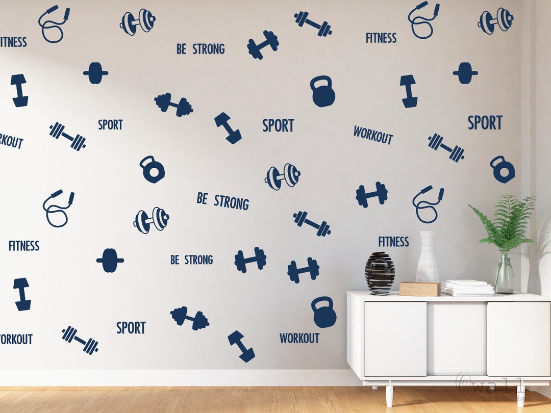 Fitness Gym Wall Sticker , Pattern Quotes for Sports Wall, Home Gym ...