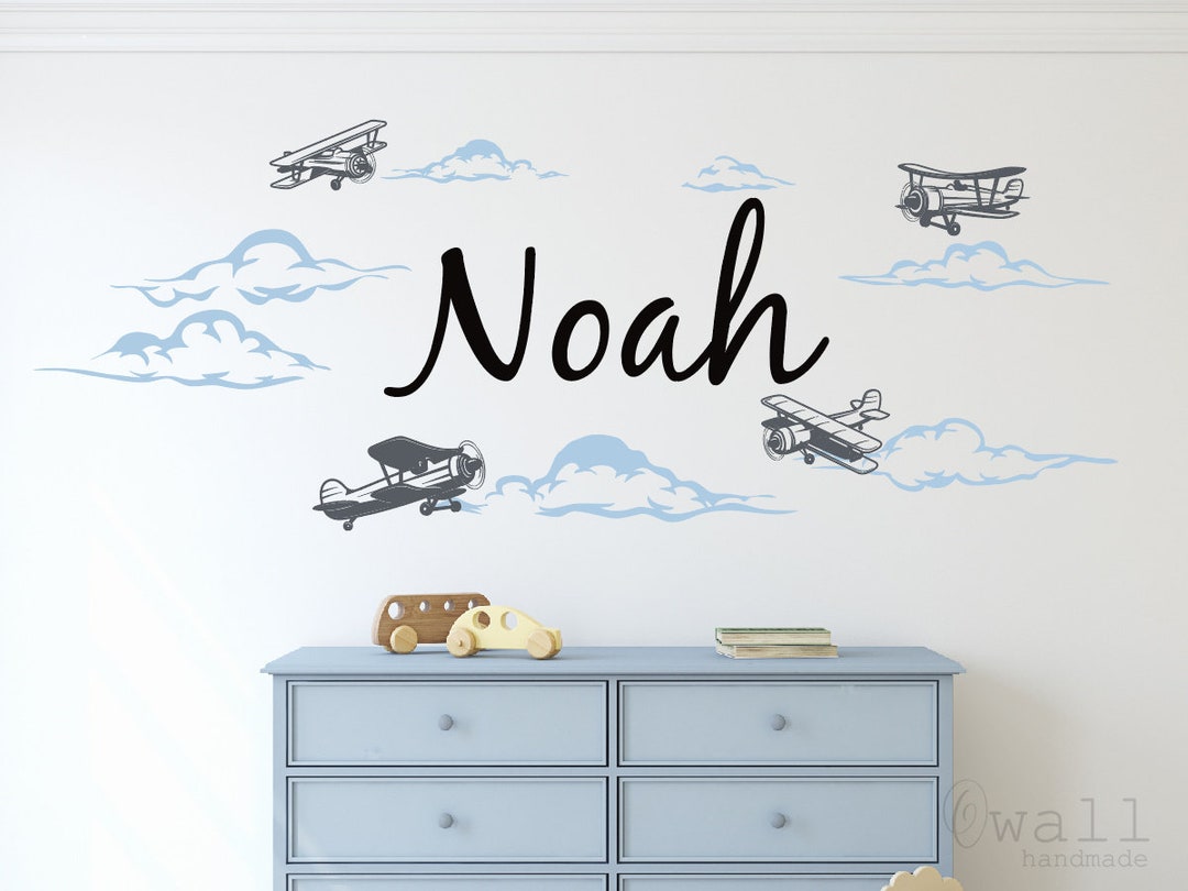 Custom Clouds Name Airplanes Wall Decal-personalized Airplane Wall ...