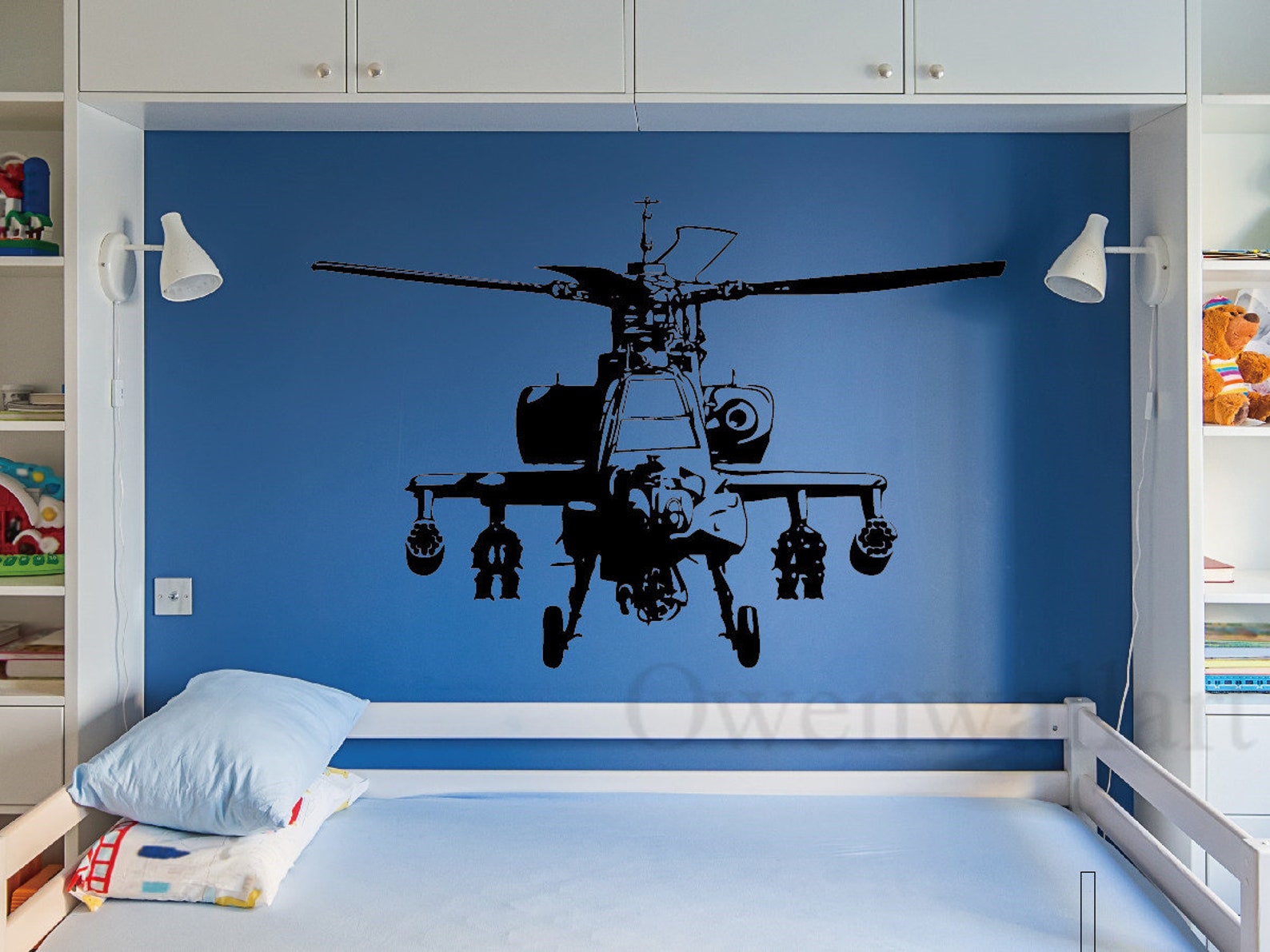 Helicopter Wall Decal Apachi Warplane Decal Man's - Etsy